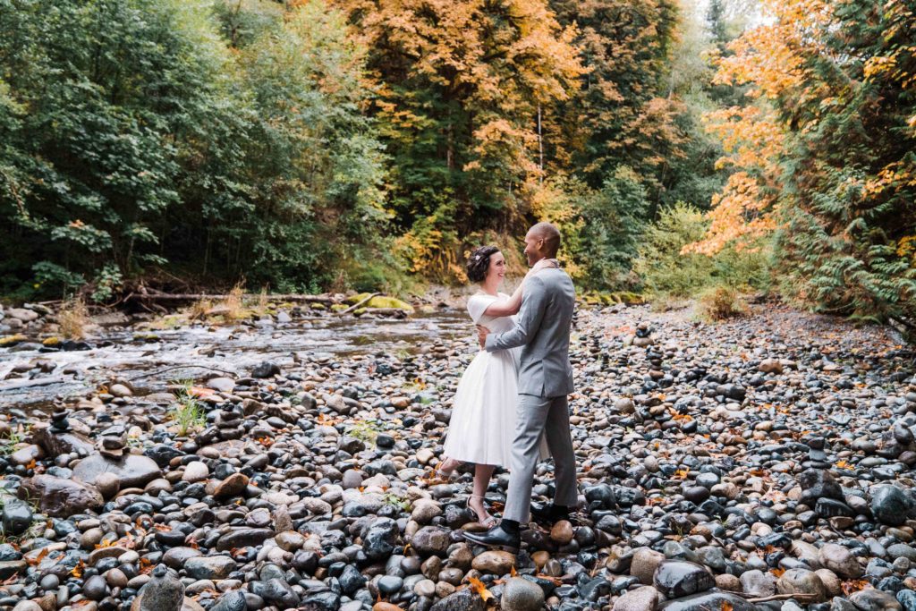 Autumn Forest Elopement at Treehouse Point | Amy Galbraith Photography